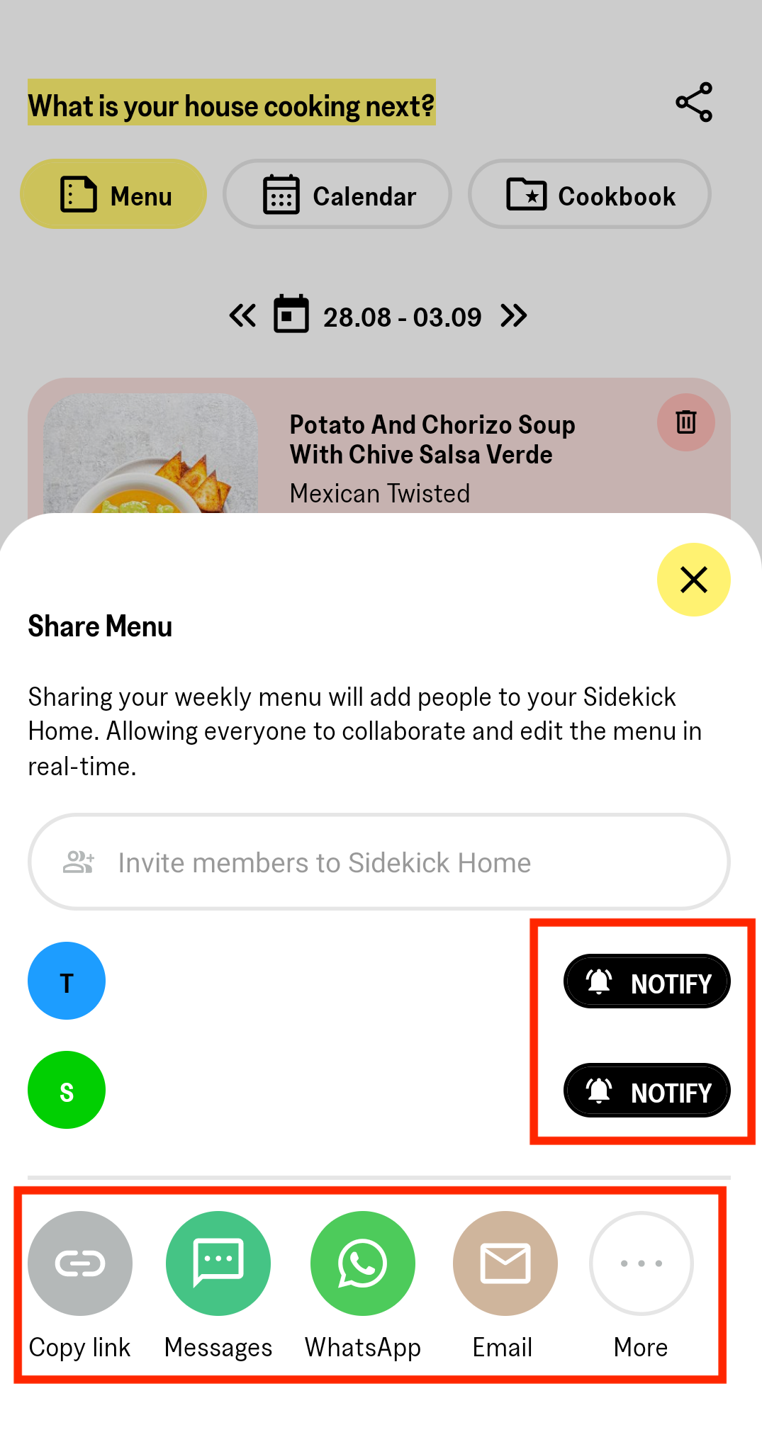 How do I share the Menu and Shopping List? – Sorted