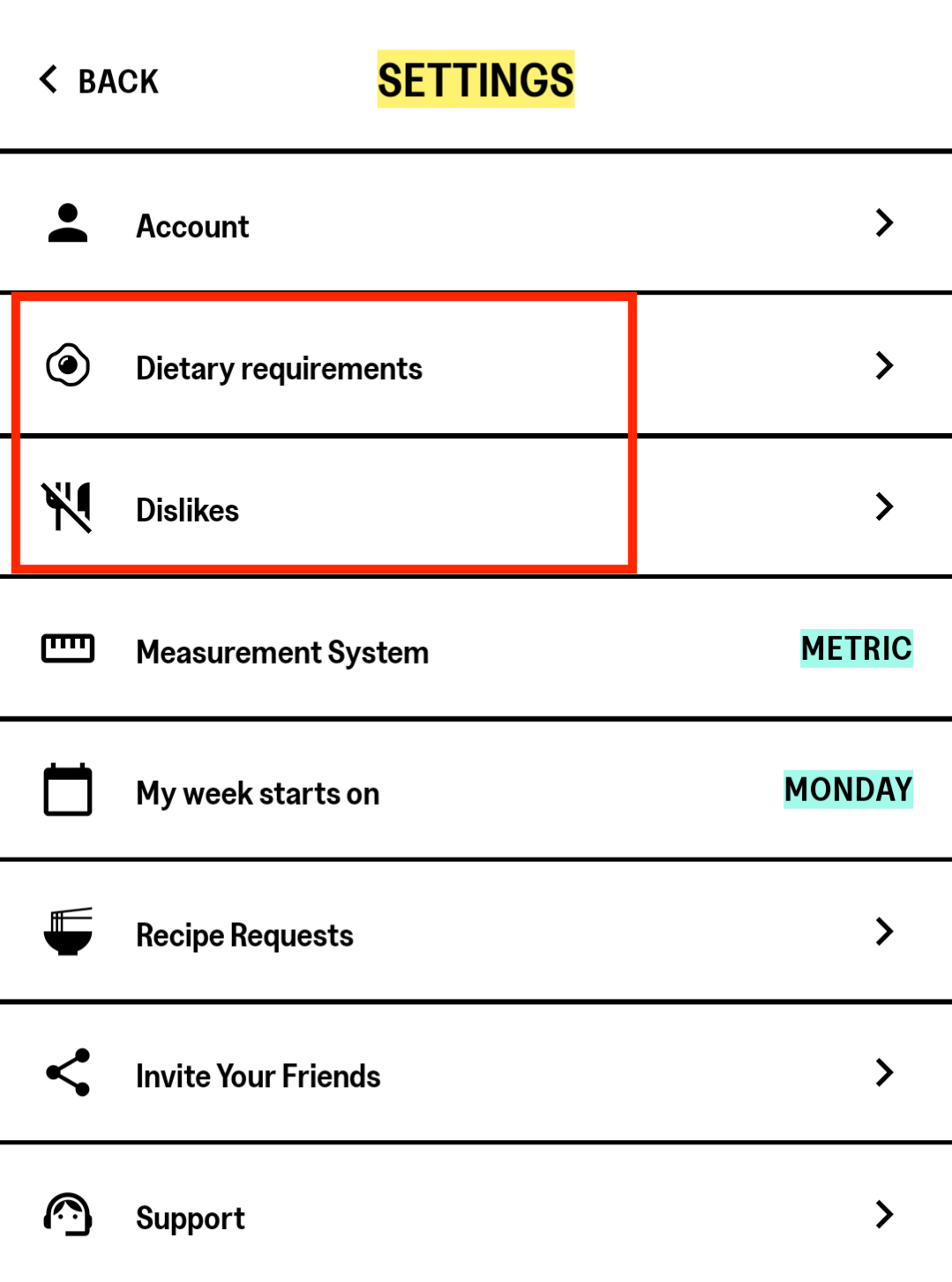 How do I add my cooking preferences (Dietary requirements and dislikes ...