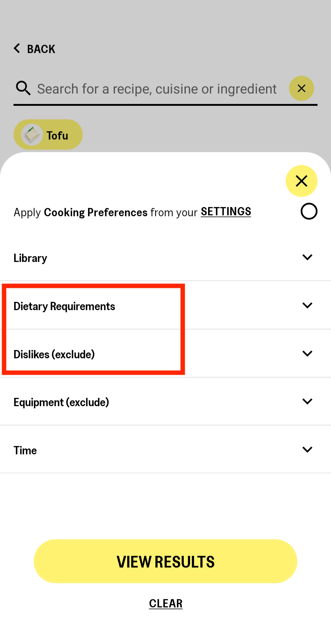 How do I add my cooking preferences (Dietary requirements and dislikes ...